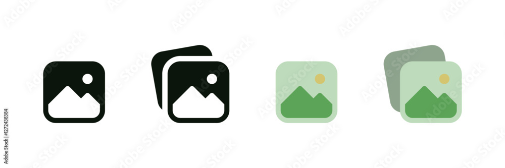 Gallery icon vector set, photo album icon, image picture symbol ...