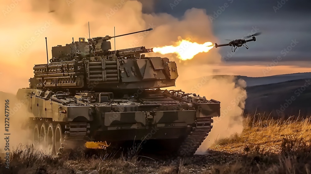 A powerful tank mounted railgun firing a devastating shot to destroy an ...