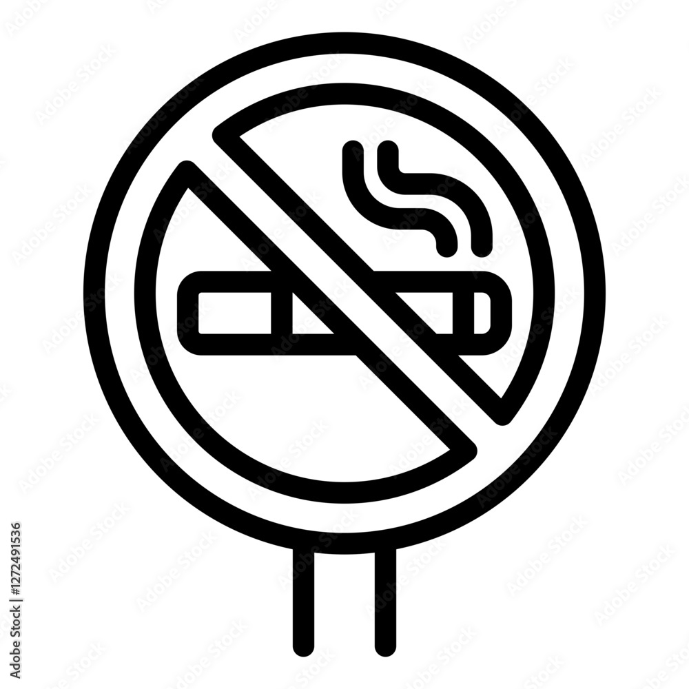 No smoking area sign outline icon promoting smoke free zones and public health awareness Stock ...