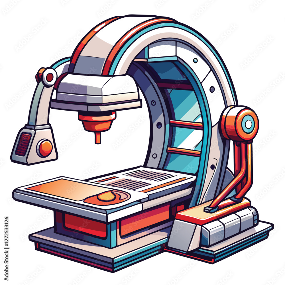 Futuristic AI-powered medical scanner with a precision robotic arm ...