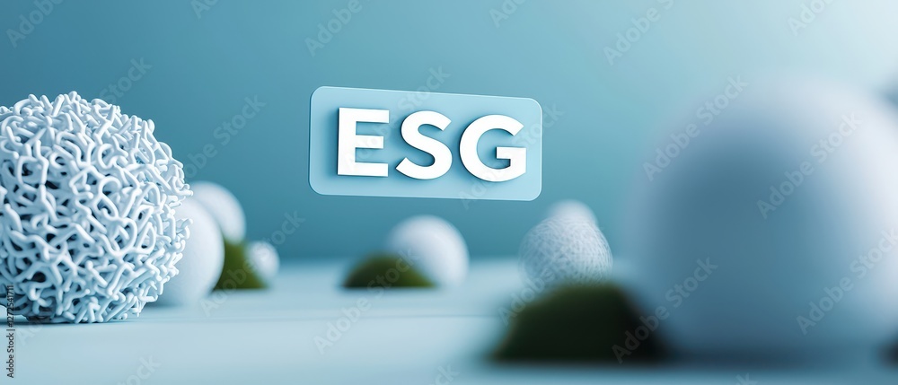 Modern abstract representation of ESG concepts with organic shapes in a ...
