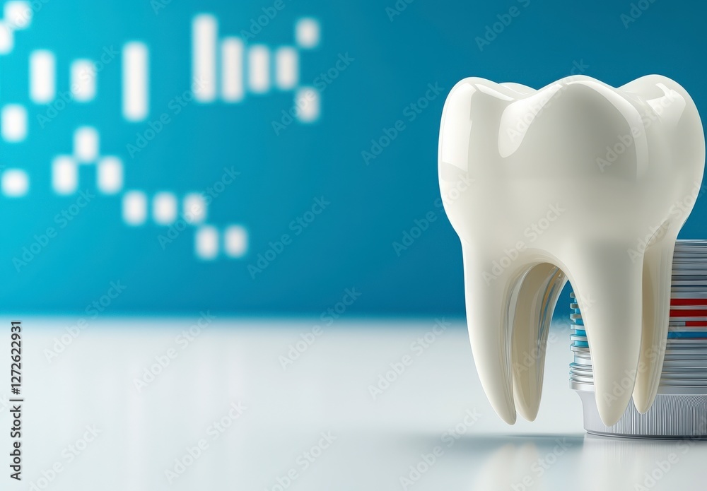Conceptual image of tooth model alongside dental charts in a modern ...