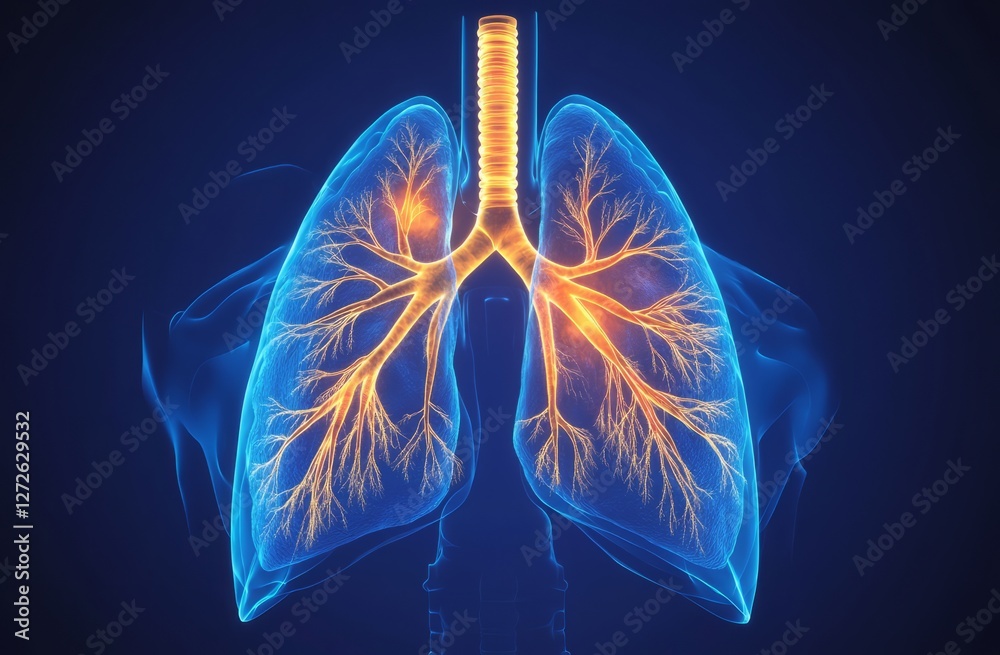 Ilustracja bez tantiem: Human lungs x-ray illustration shows ...