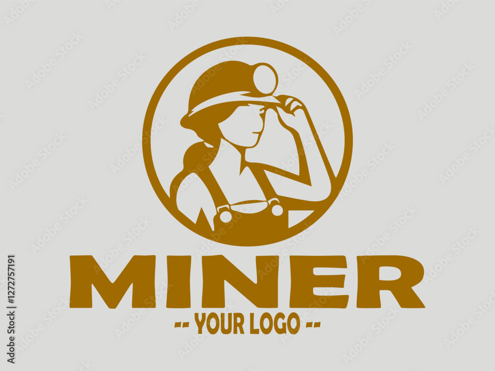 Miner holding symbol mined from rocks drawing, logo miner worker ...