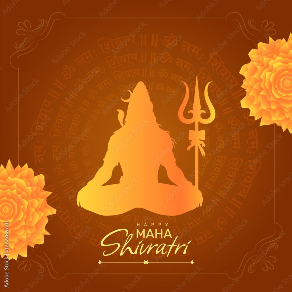 Happy maha shivratri greeting background with om namah shivay mantra ...