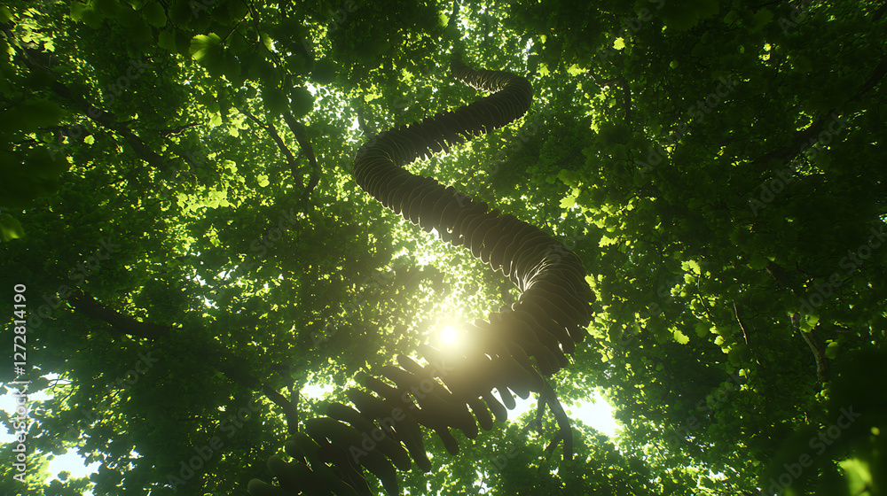 Forest Canopy Perspective of a Flexible Duct Illuminated by Sunlight in ...