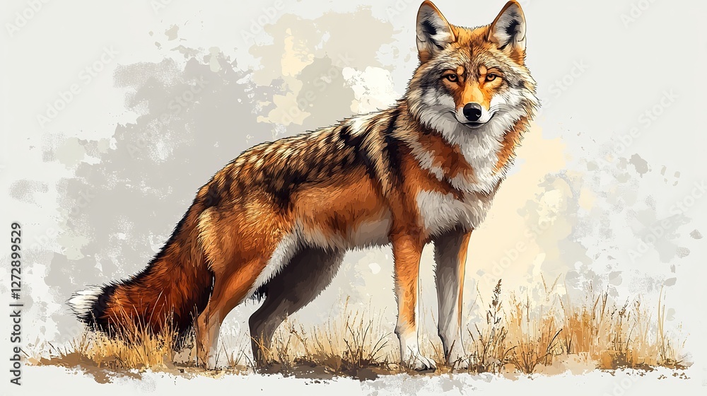 fierce red wolf isolated on transparent background for wildlife ...