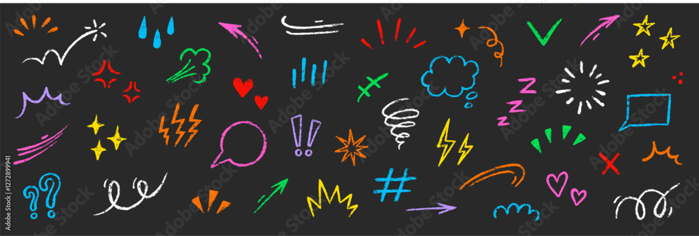 Line movement comic element, cartoon emotion mark effect decoration ...