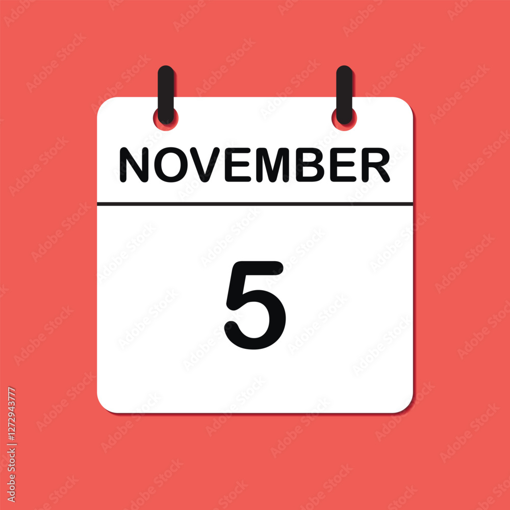 November 5. Daily Calendar icon for design. Simple design for business ...