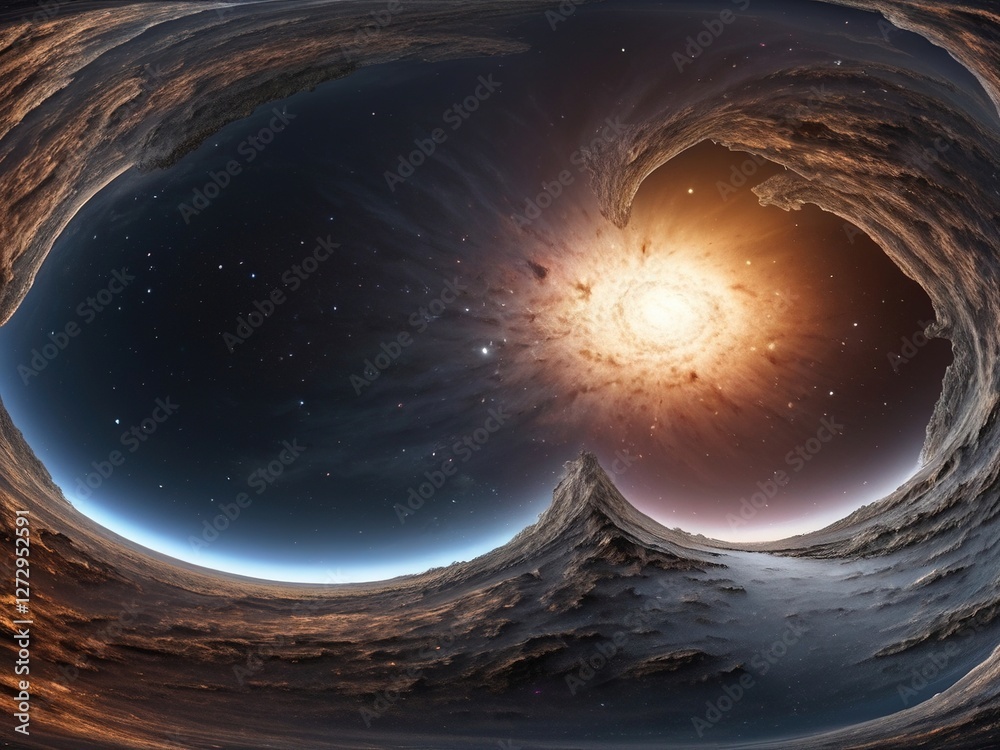 360 degree equirectangular projection space background with nebula and ...