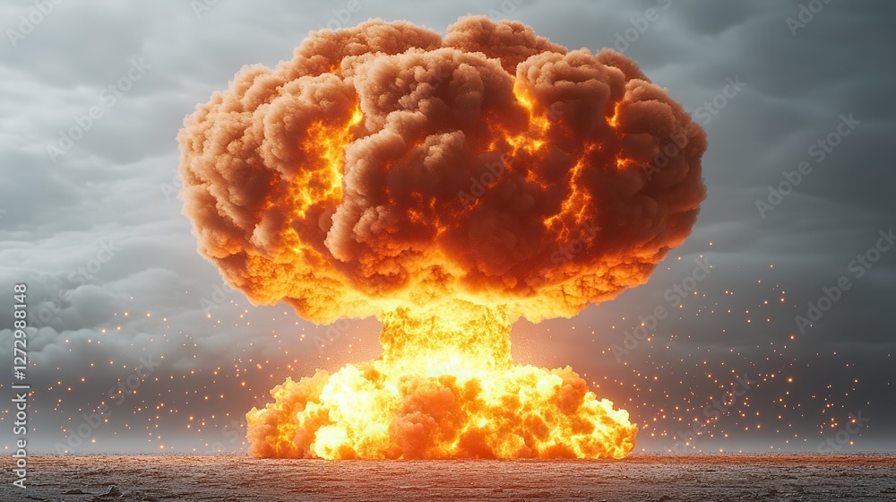 massive nuclear explosion with intense mushroom cloud high resolution ...