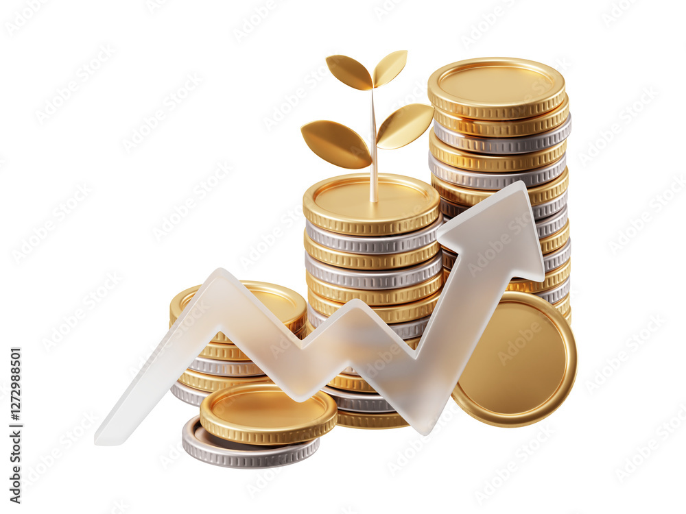 Transparent PNG 3D Financial Growth Money Investment and Wealth Profit ...