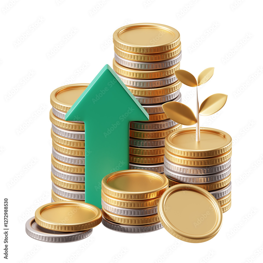 Transparent PNG 3D Financial Growth Money Investment and Wealth Profit ...