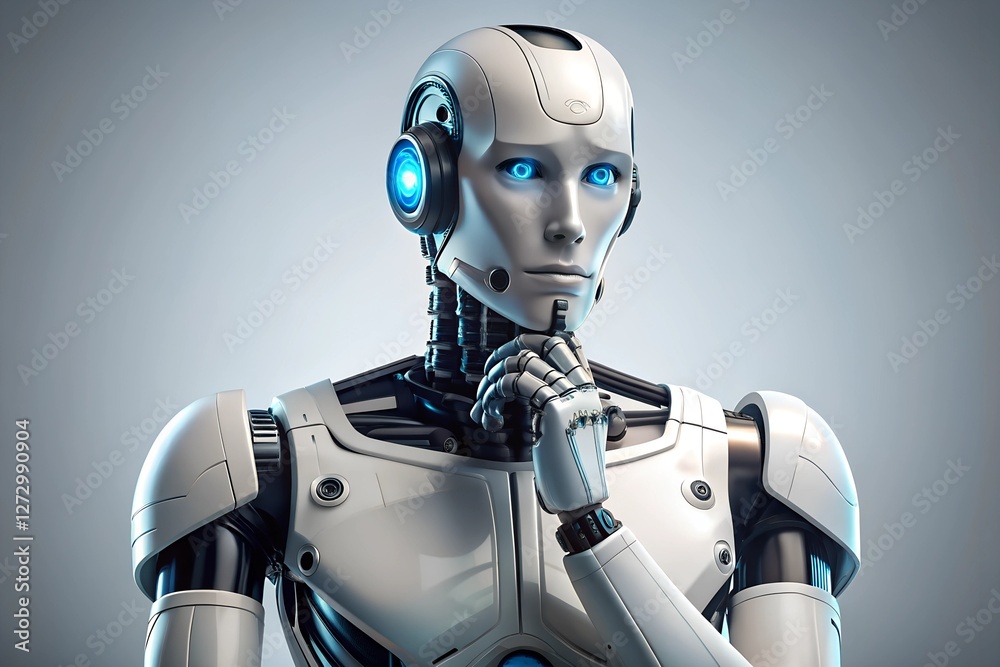 ai robot thinking, side view, isolated on transparent background Stock ...