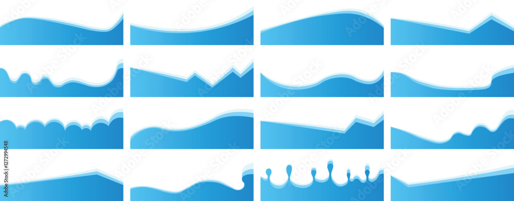 Vector Set of Abstract Wave Divider Shapes – Top and Bottom Borders for ...