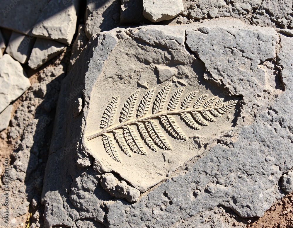 Ancient Fern Fossil. A Window to Earth's Past. Sedimentary Rock Reveals ...