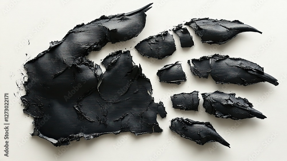 pieces of torn black paper in animal claw shape png with white ...
