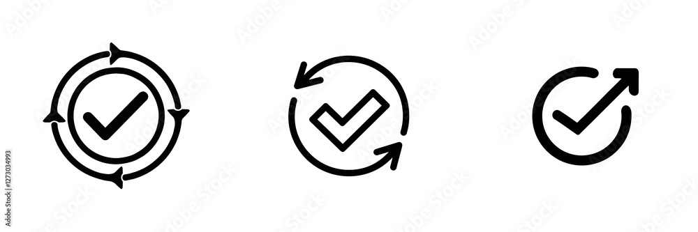 Rotating check mark symbol variations spinning, validating, and ...