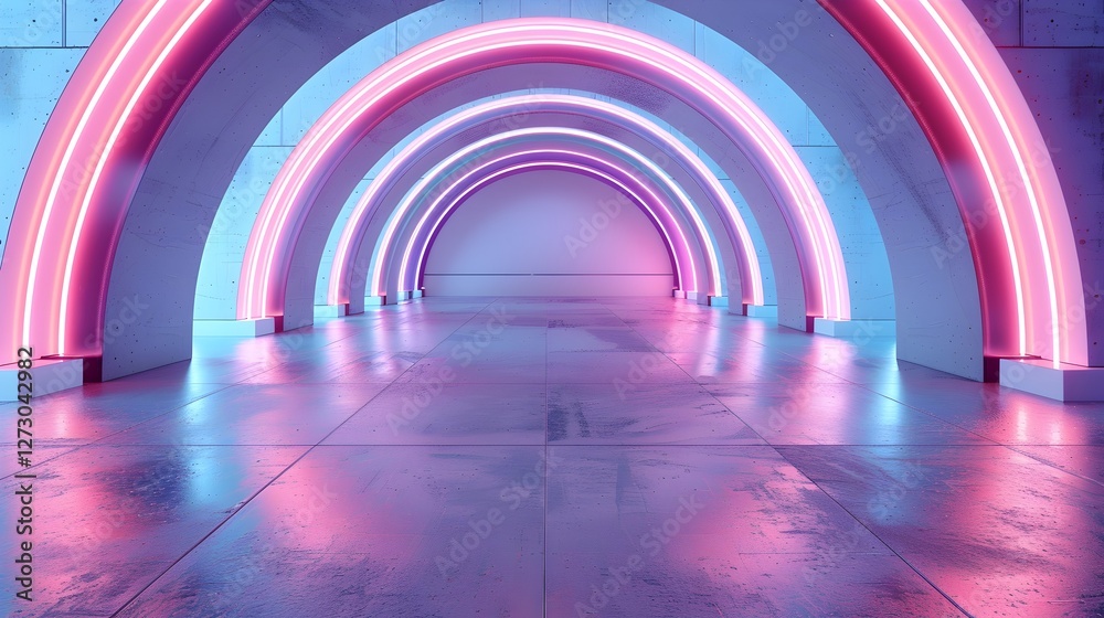 Round tunnel of pink and blue neon lights beans, cyberpunk wallpaper ...