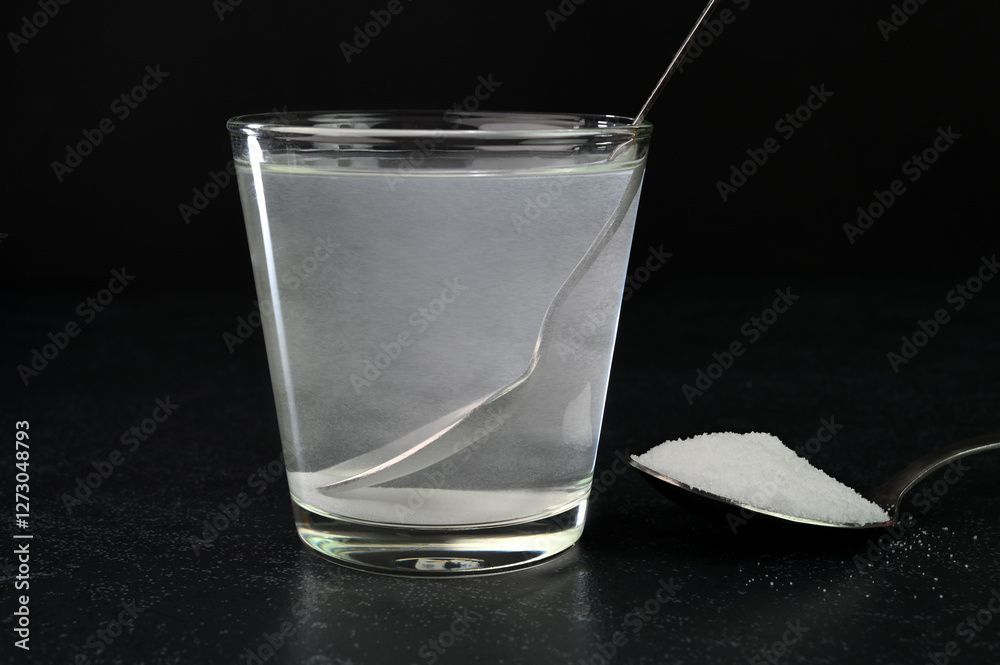 Salt water in a glass cup. Stock Photo | Adobe Stock
