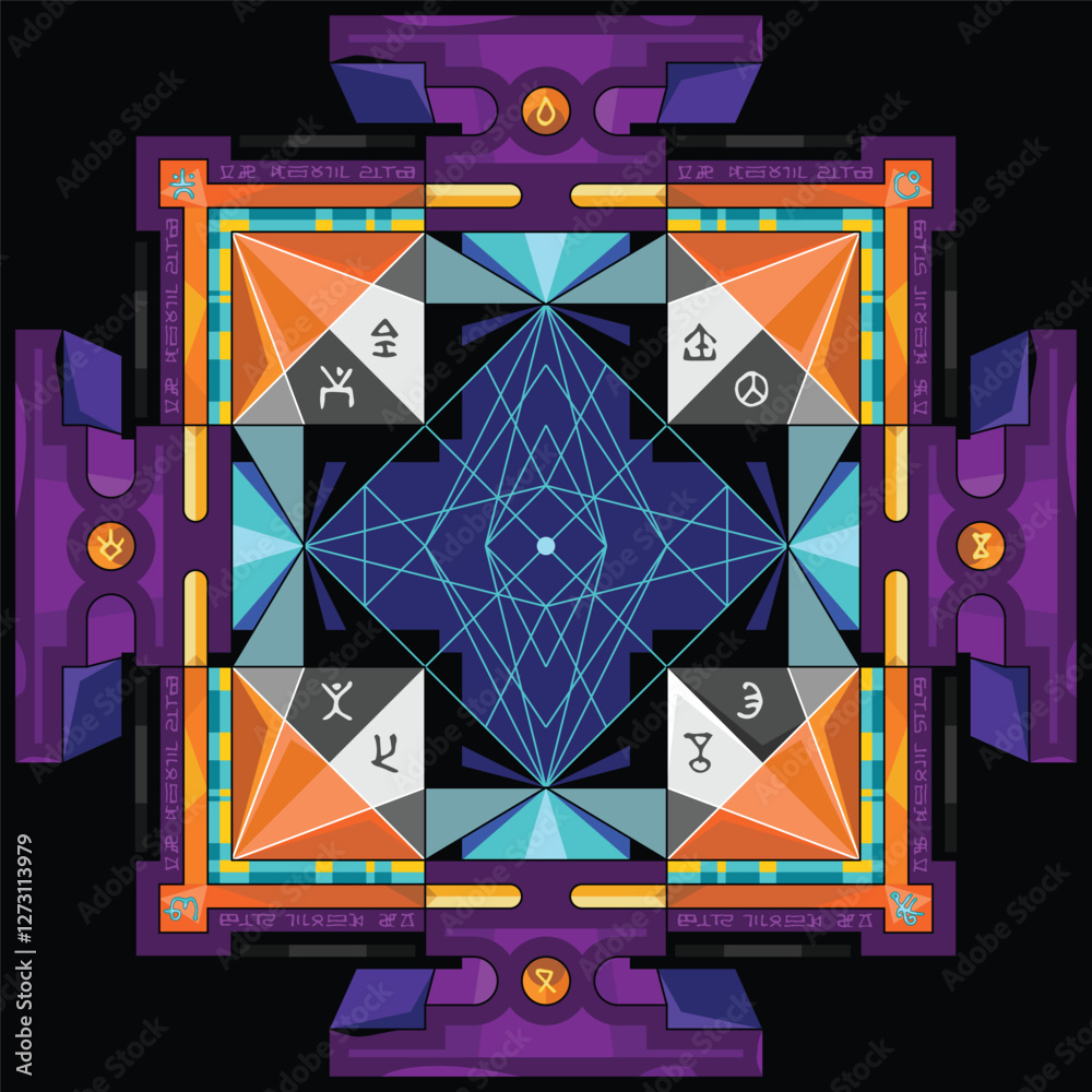 Sri abstractly yantra. Symbol of Hindu tantra formed by interlocking ...
