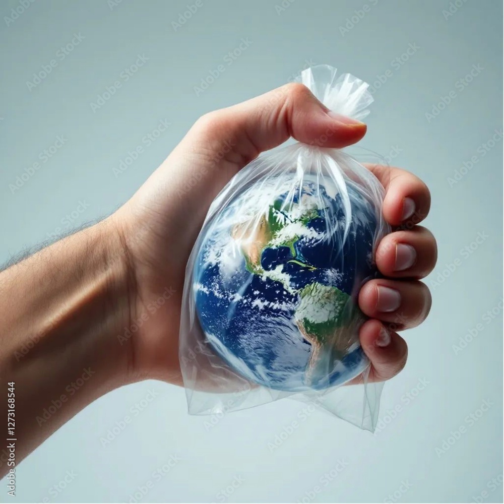 Our Fragile World: A striking image of a human hand clutching planet ...