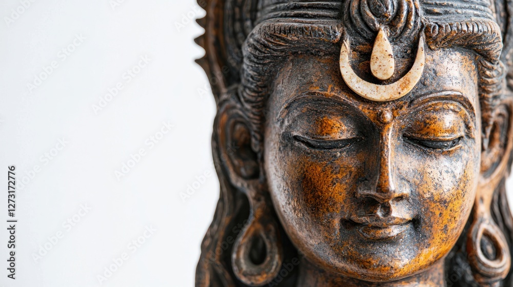 A god from the Hindu tradition, like Shiva, depicted with a crescent ...