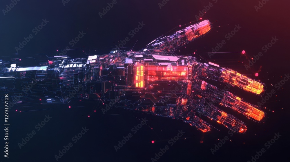 Robotic arm futuristic hud background. Polygon robo hand as a concept ...