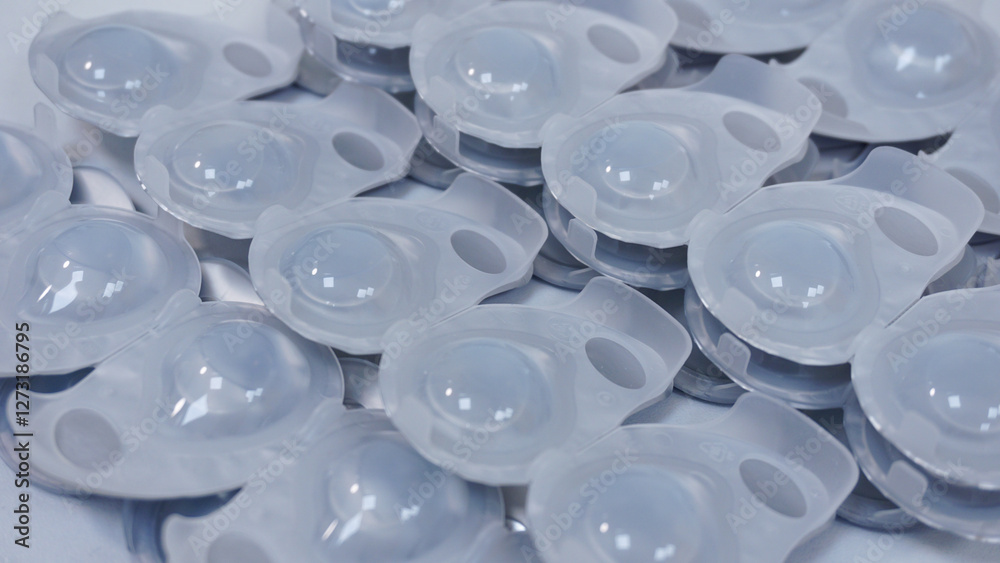 Bundle of daily contact lenses, stack of soft disposal contact lenses ...