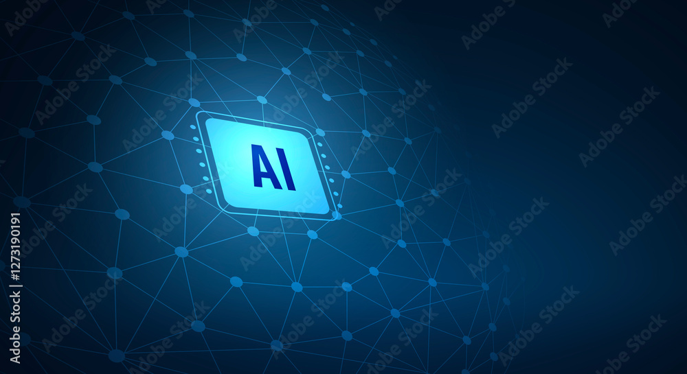 Illustration of an abstract futuristic background with digital technology and artificial ...