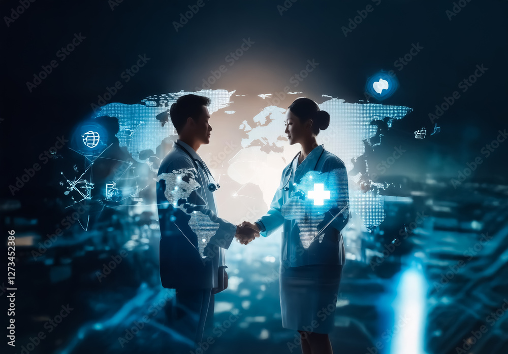 Shenzhen, China - Unknown Date : Two doctors shake hands, symbolizing ...