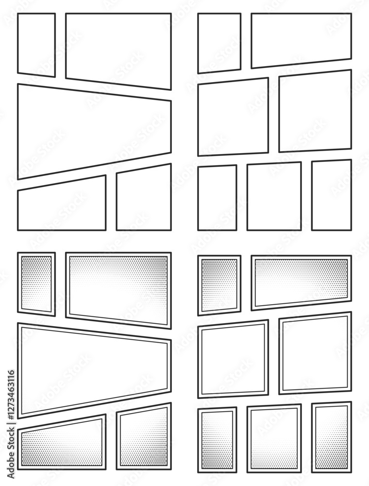 Manga storyboard template for comic creation. A4 size, print-ready ...