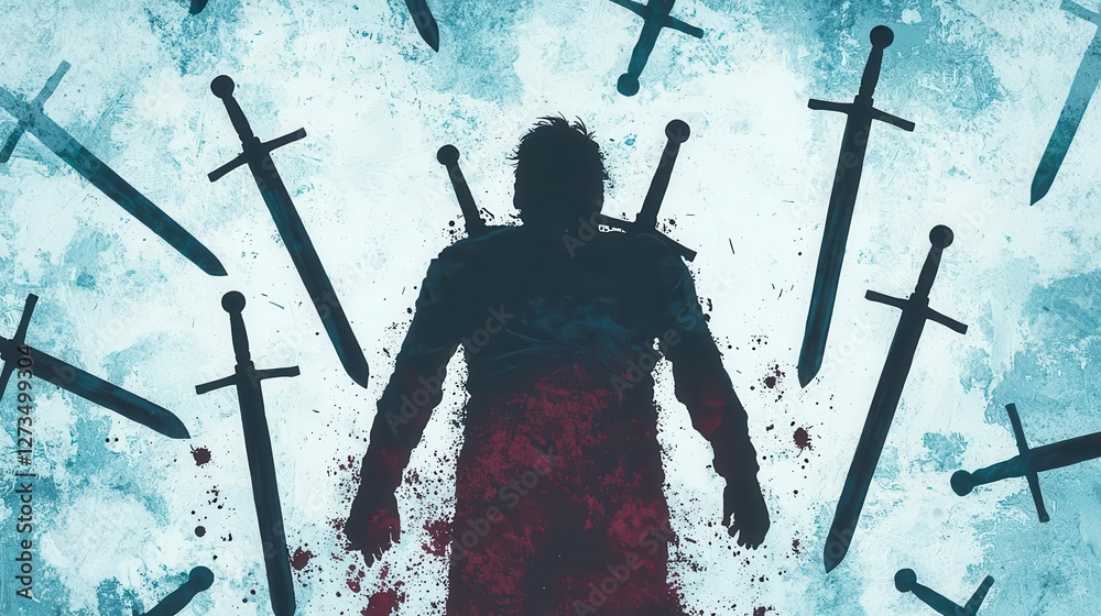 Ten of Swords tarot card, a figure lying with ten swords in their back ...