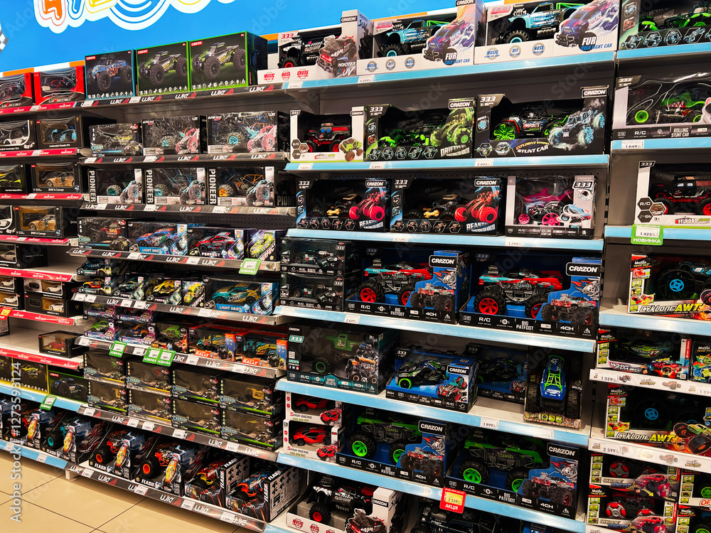 Lviv, Ukraine - February 16, 2025: Toy store aisle displaying various ...