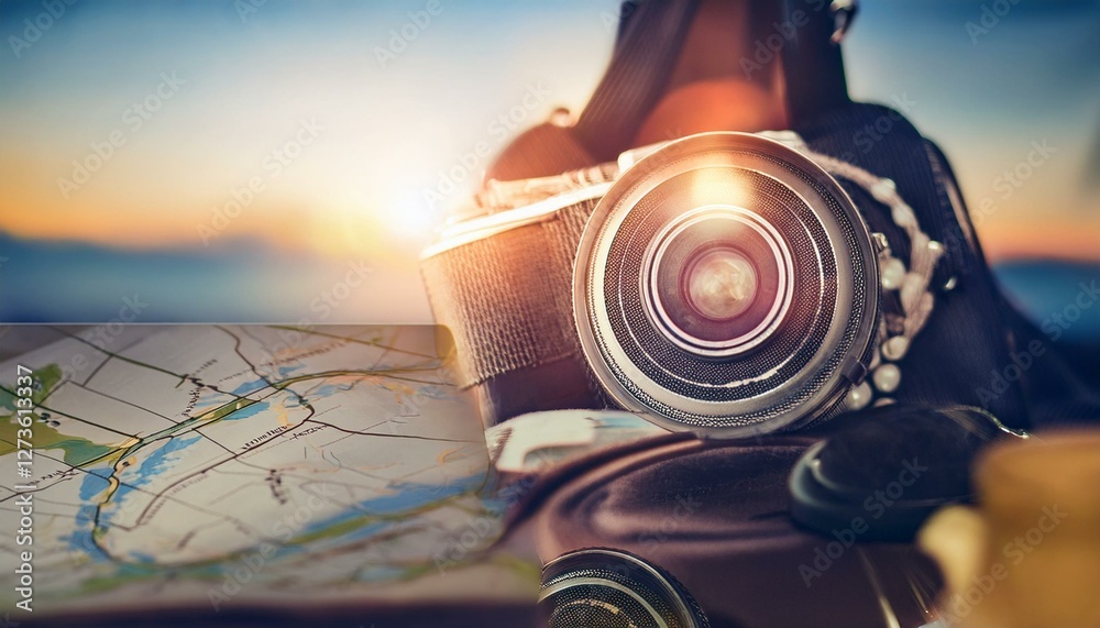 Itinerary journey roadmap blurry camera lens Stock Photo | Adobe Stock