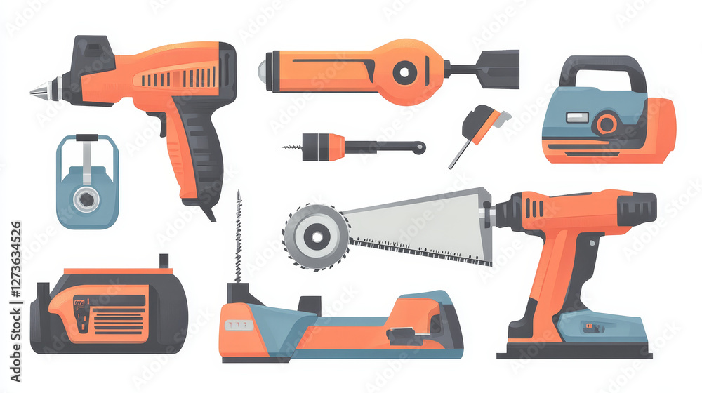 Power tools vector electric construction equipment circular-saw power ...