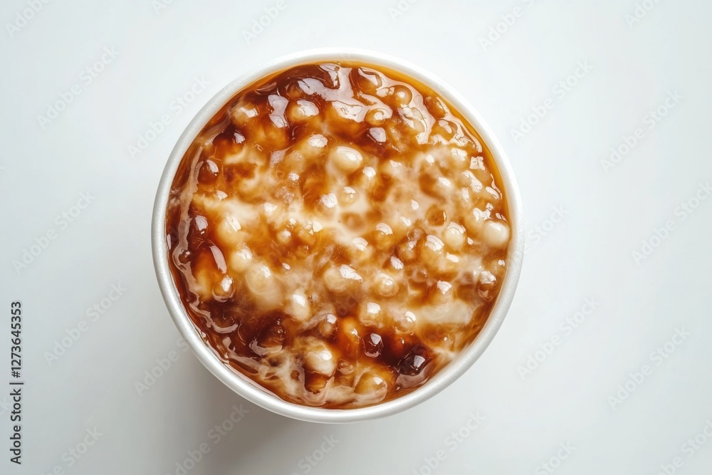 Cup of Filipino Taho, warm silky tofu drink with arnibal syrup and sago ...