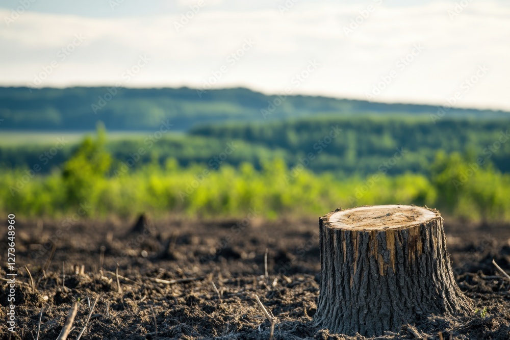 Deforestation crisis desolate landscape where a forest once stood ...