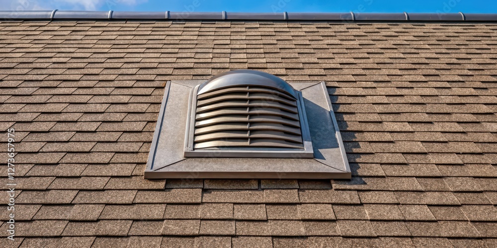 Static vent on shingle roof for attic ventilation,, insulation Stock ...