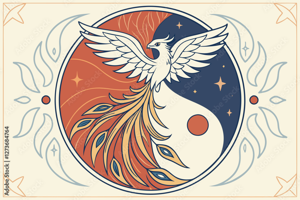 Fantasy phoenix duality, fire and ice, yin and yang, mythical creatures ...