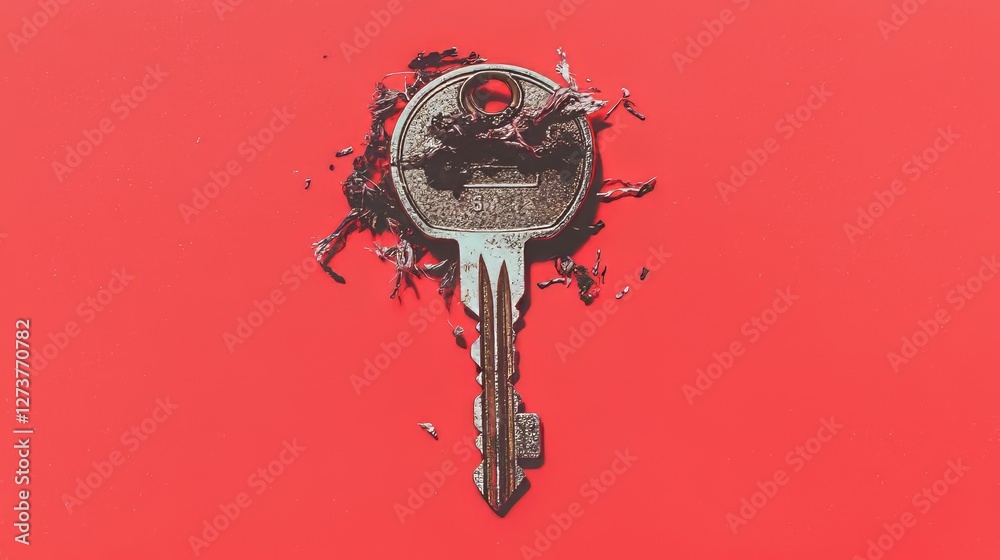 Key and lock merged as one, an unbreakable connection, depicted in a ...