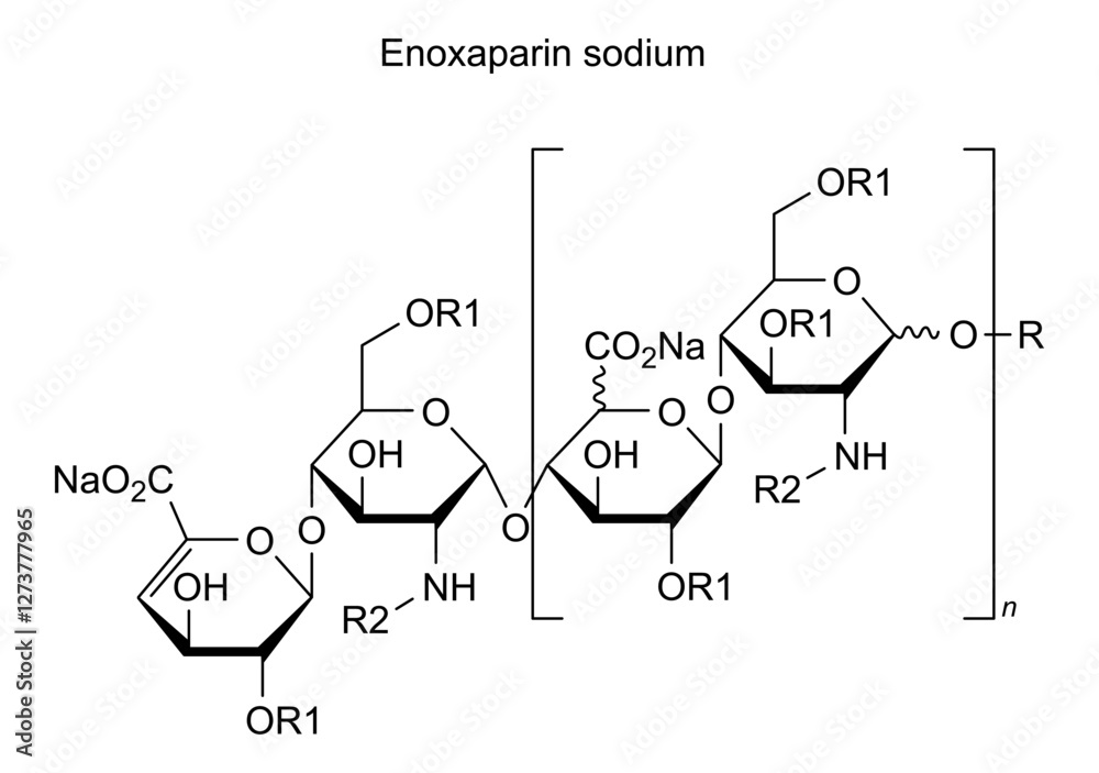 Chemical structure of enoxaparin sodium, drug substance Stock Vector ...