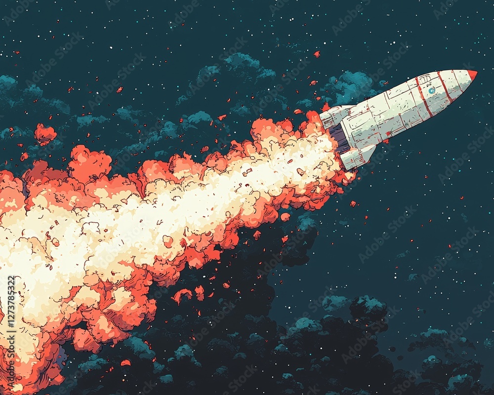 Exploded isometric technical illustration of a military turbojet engine ...