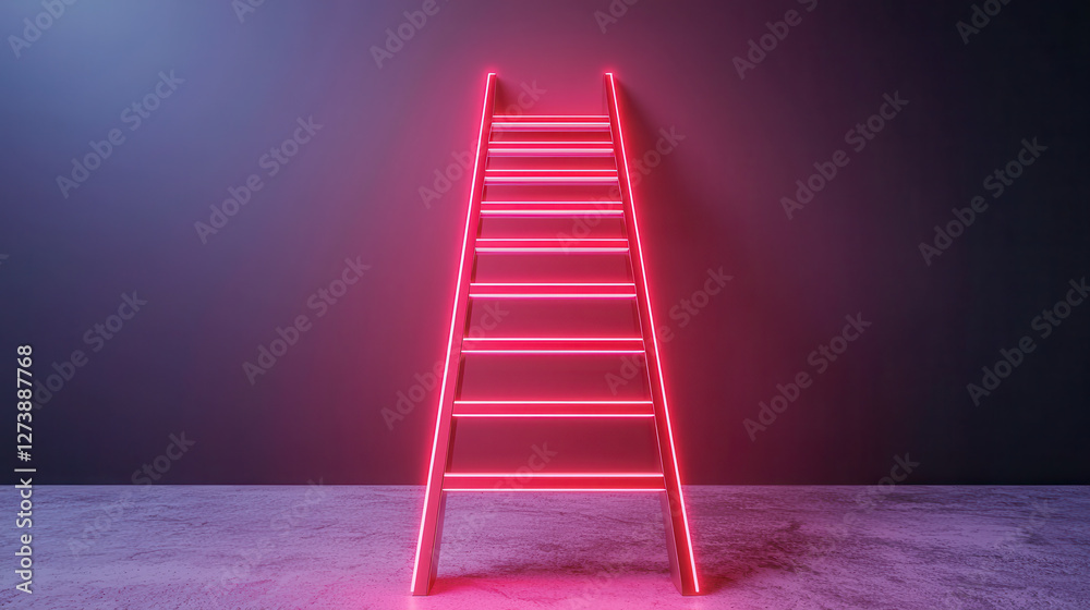 glowing pink ladder symbolizes career growth and ambition, set against ...