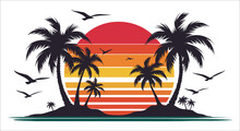 Palm Trees Retro Sunset Free Stock Photo - Public Domain Pictures