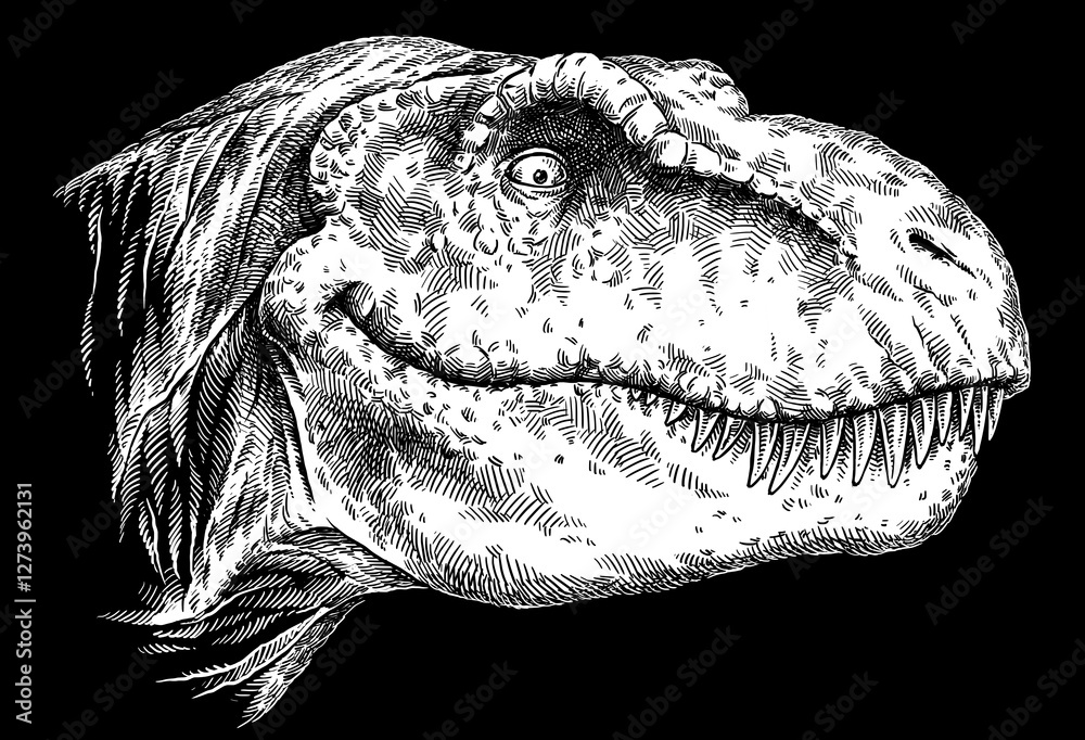 Vintage engraving isolated Tyranosaurus rex set illustration t-rex ink ...