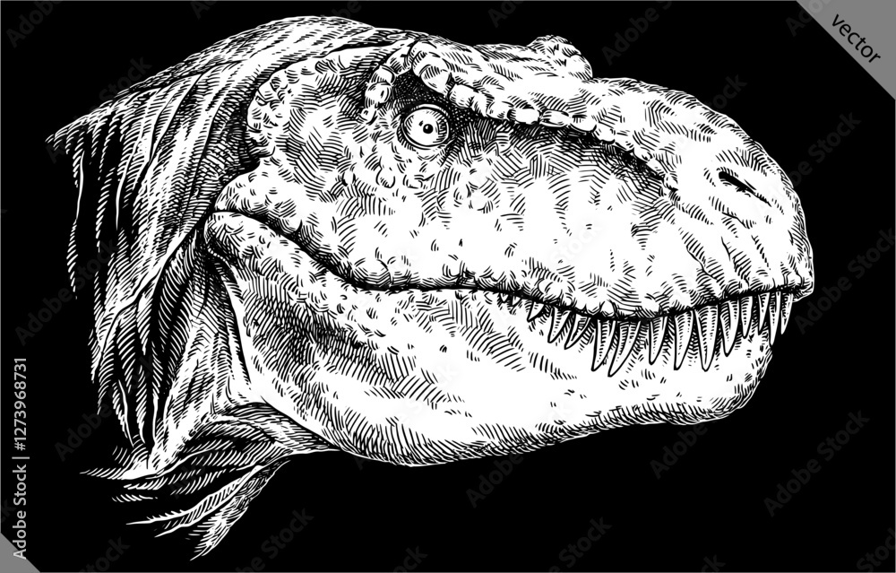 Vintage engraving isolated Tyranosaurus rex set illustration t-rex ink ...