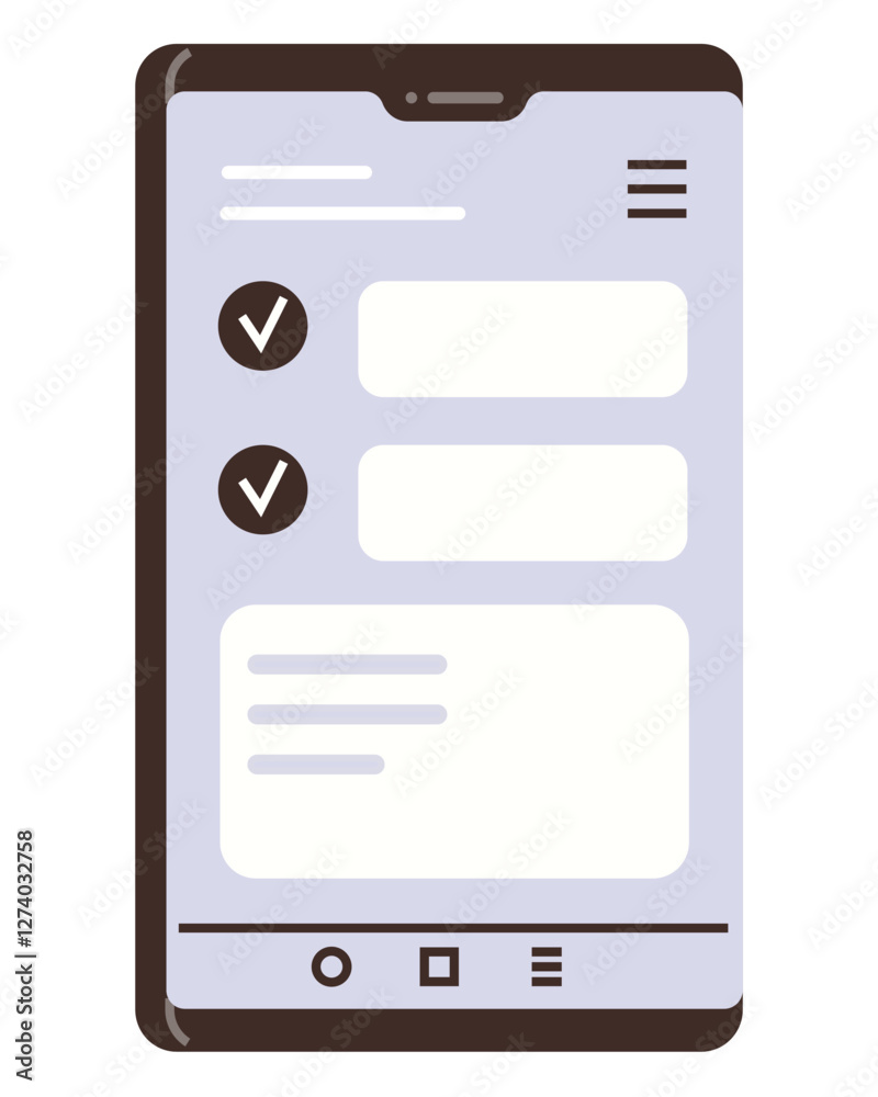 Task management interface on smartphone screen featuring checkmarks for ...
