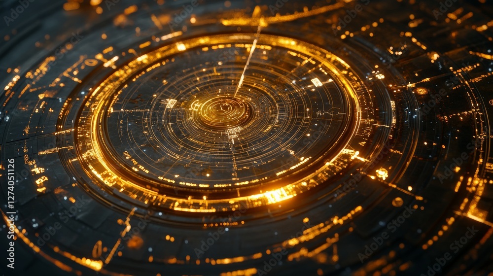 Glowing astrolabe and star charts blending into a futuristic space sky ...