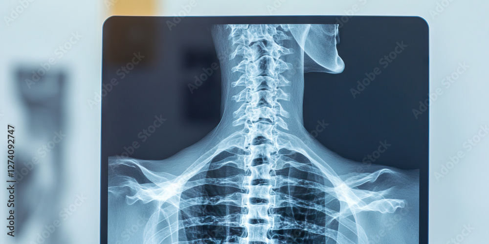 Digital X-ray Image: Posterior View of Cervical and Thoracic Spine and ...